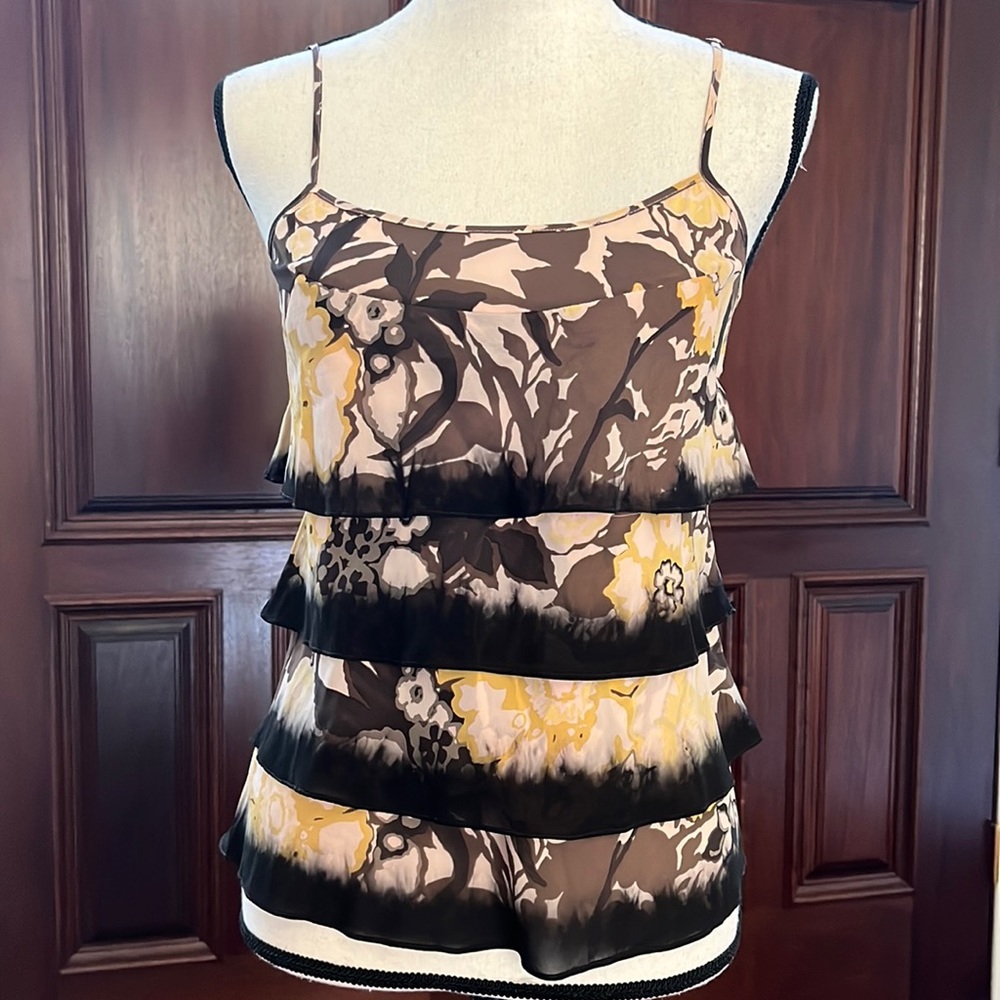 Flirty Rebecca Taylor Tiered Silk Camisole - Size 6 - Gem